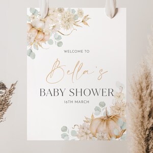 Fall Baby Welcome Sign Printable, Baby Shower Welcome Sign, Little ...