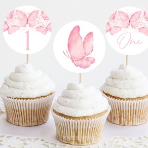 Butterfly Cupcake Toppers, Printable Cupcake Topper, Butterfly Birthday ...