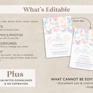 Editable Food Labels, Rainbow Butterfly Food Label Card, 1st Birthday ...