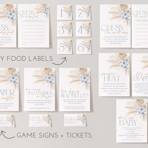 Blue Boho Baby Shower Games, Boy Baby Shower Games, Boho Game Printable ...