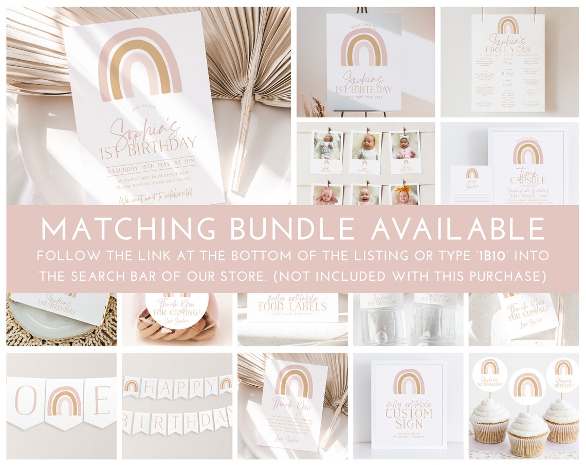 First Year Photos Rainbow 1st Birthday Milestone Photos | Etsy