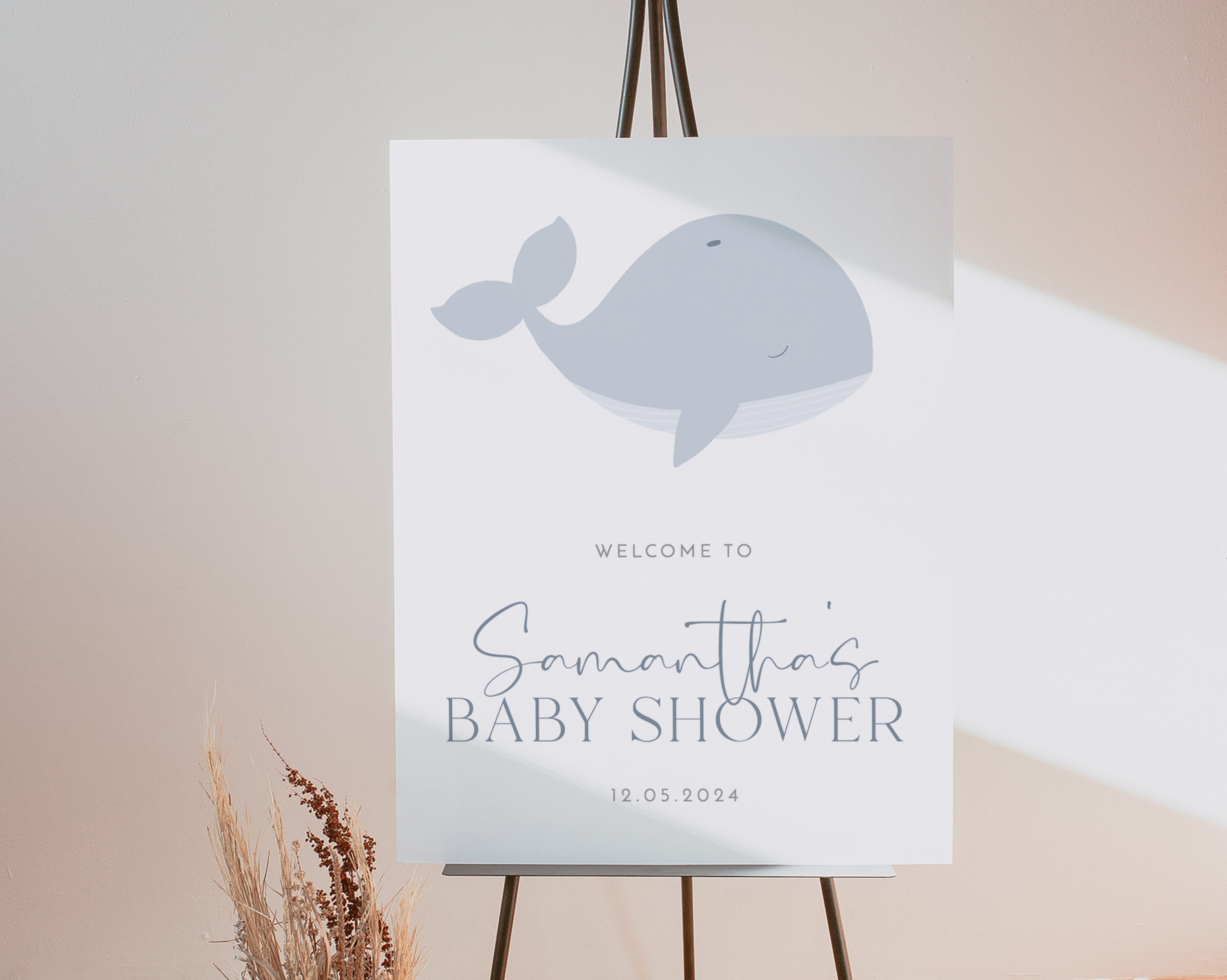 Whale Welcome Sign, Whale Baby Shower Welcome Sign, Boy Baby Shower ...