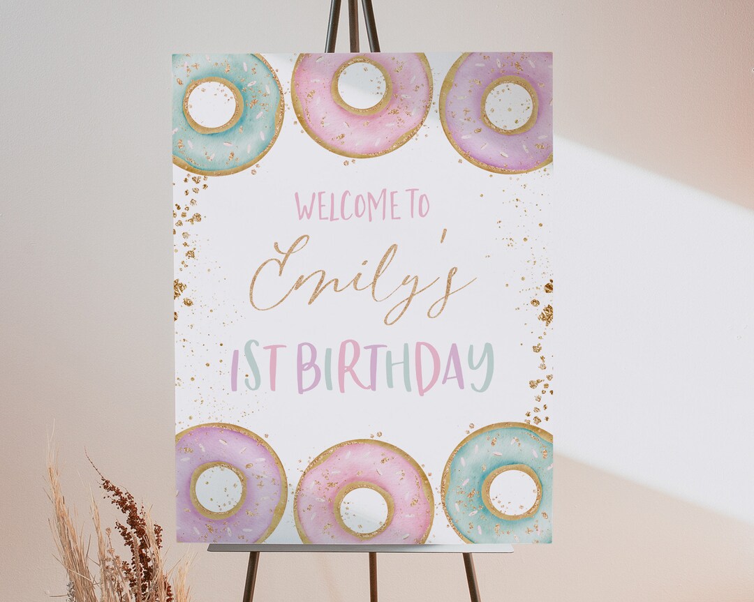 Donut Welcome Sign, Donut 1st Birthday Welcome Sign, Donut Party ...