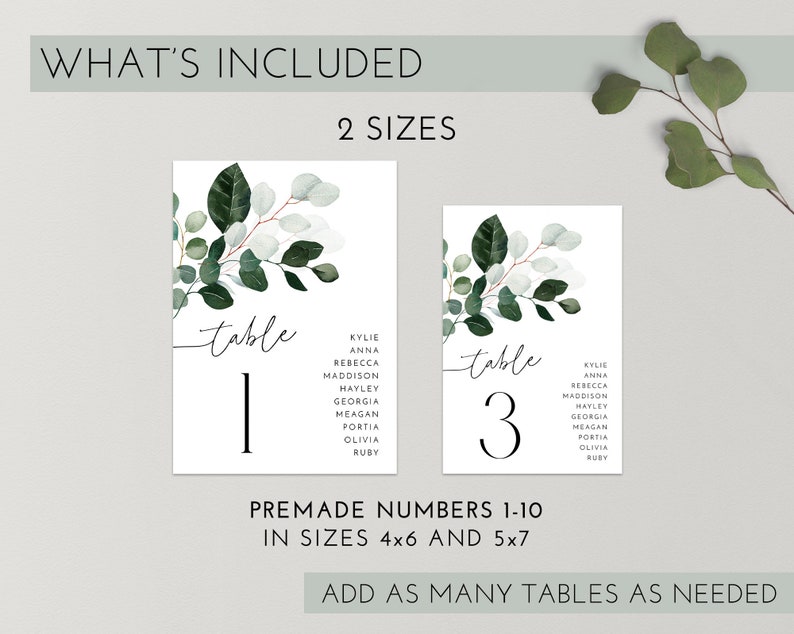 Table Numbers Bridal Shower Table Numbers Greenery Table - Etsy