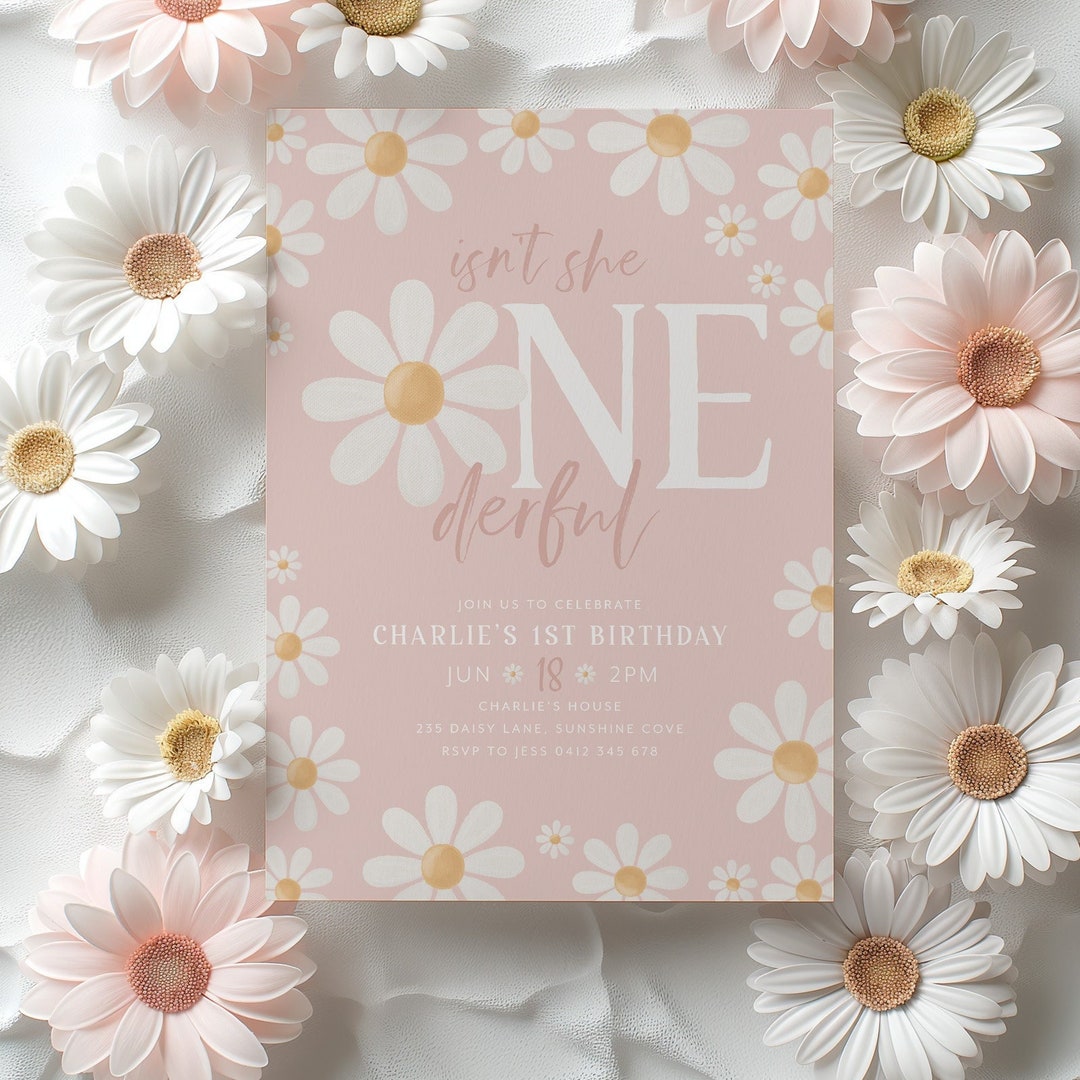 Daisy Birthday Invitation, Onederful Daisy 1st Birthday Invite, 1st ...