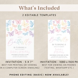 Butterfly Birthday Invitation, Pastel Rainbow Butterflies 1st Birthday ...
