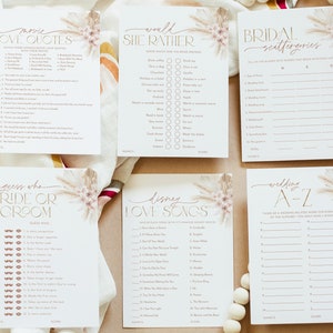 Pink Boho Bridal Shower Games, Floral Bridal Shower Editable Games ...