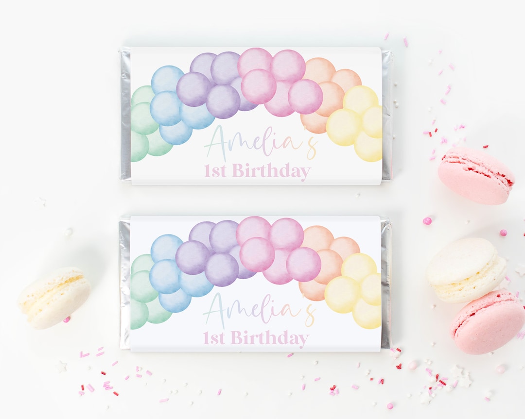 Pastel Rainbow Chocolate Bar Wrapper Template, Printable Candy Bar ...