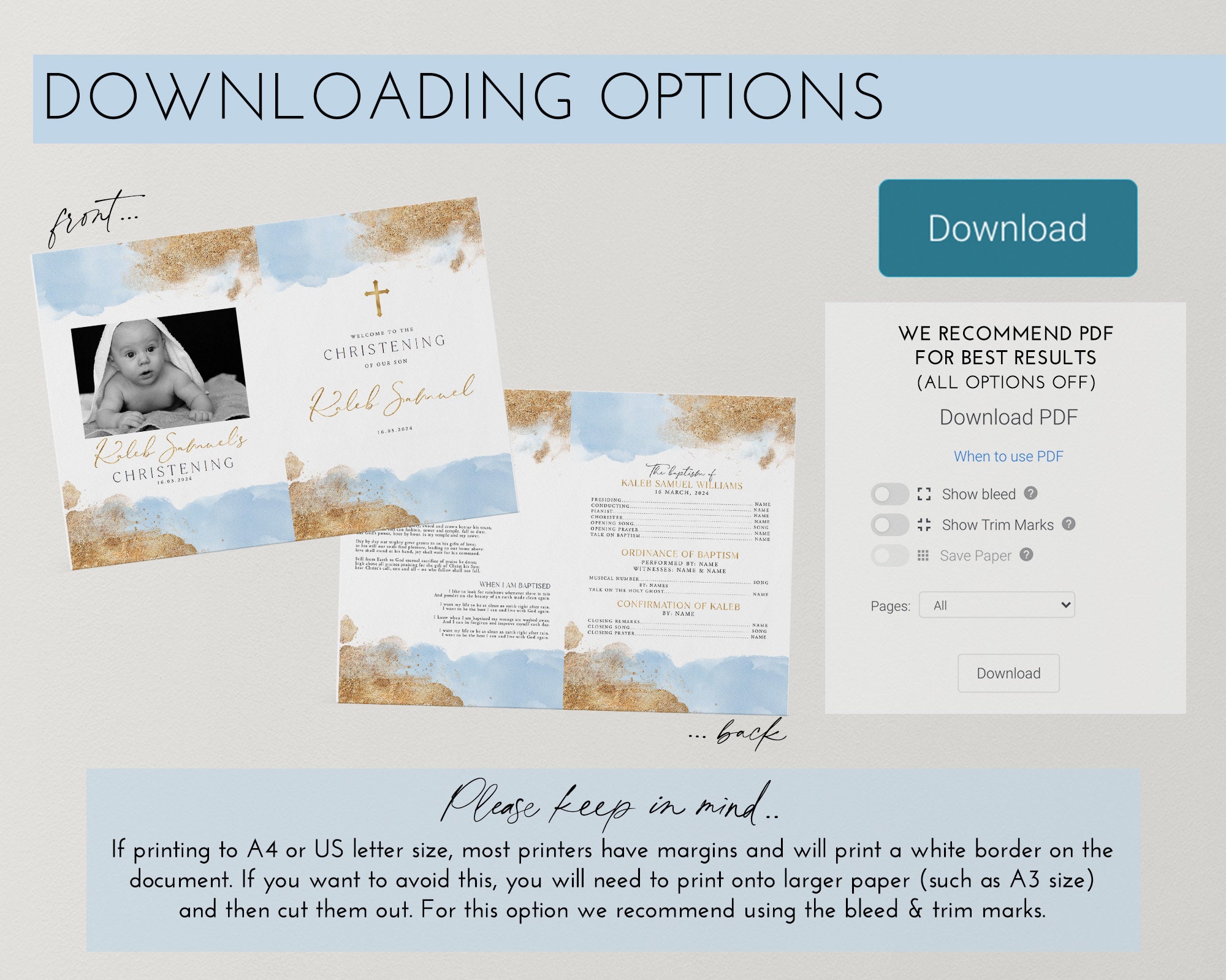 Baptism Programs, Printable Christening Program Template, Printable ...