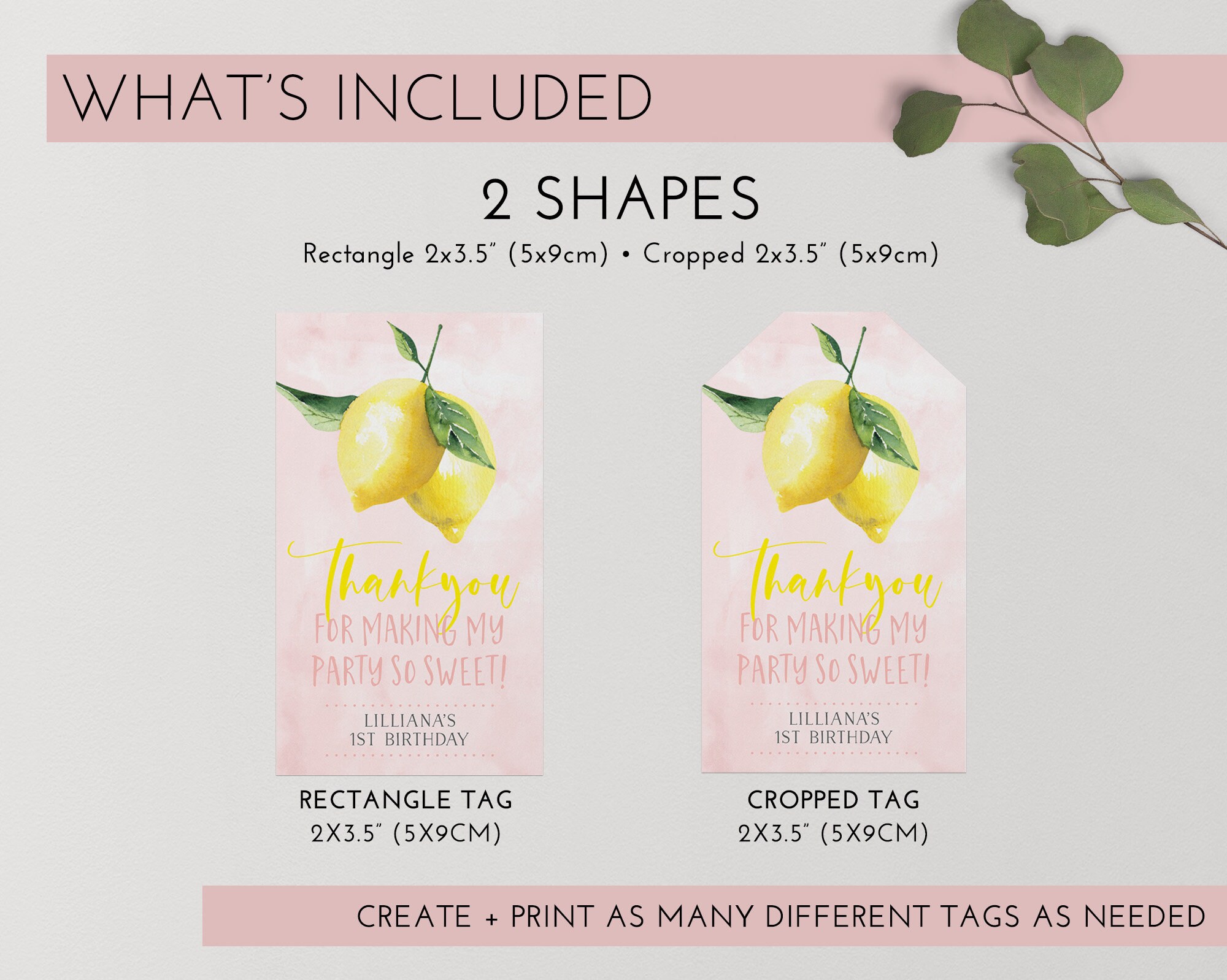 Lemon Favour Tags Birthday Thank You Tags Birthday Favor | Etsy
