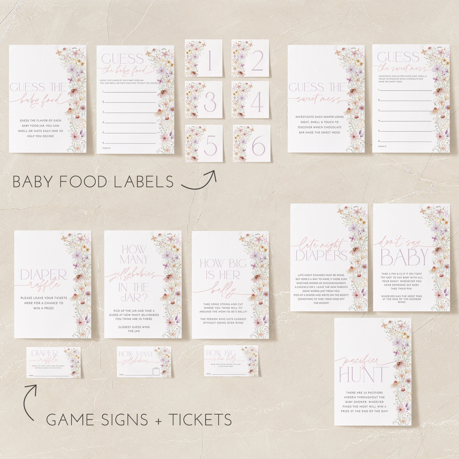Wildflower Baby Shower Games, Baby in Bloom Games, Floral Baby Shower ...