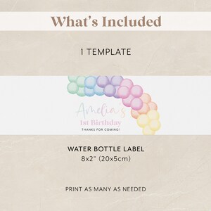 Pastel Rainbow Water Bottle Labels, Birthday Water Label, Printable ...