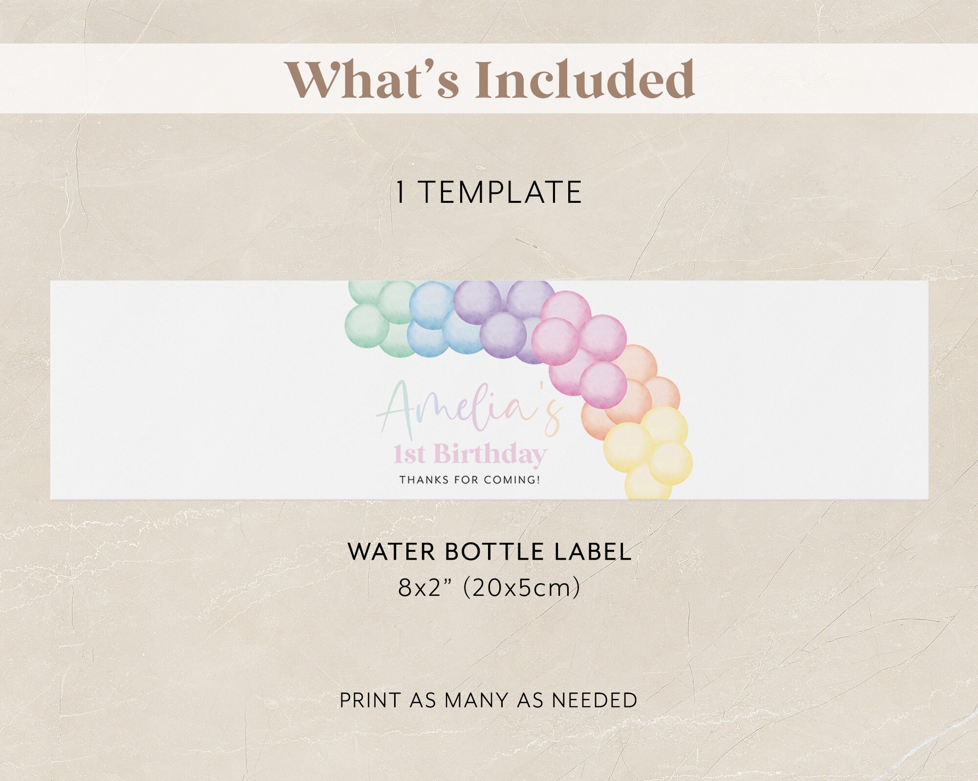 Pastel Rainbow Water Bottle Labels Birthday Water Label - Etsy