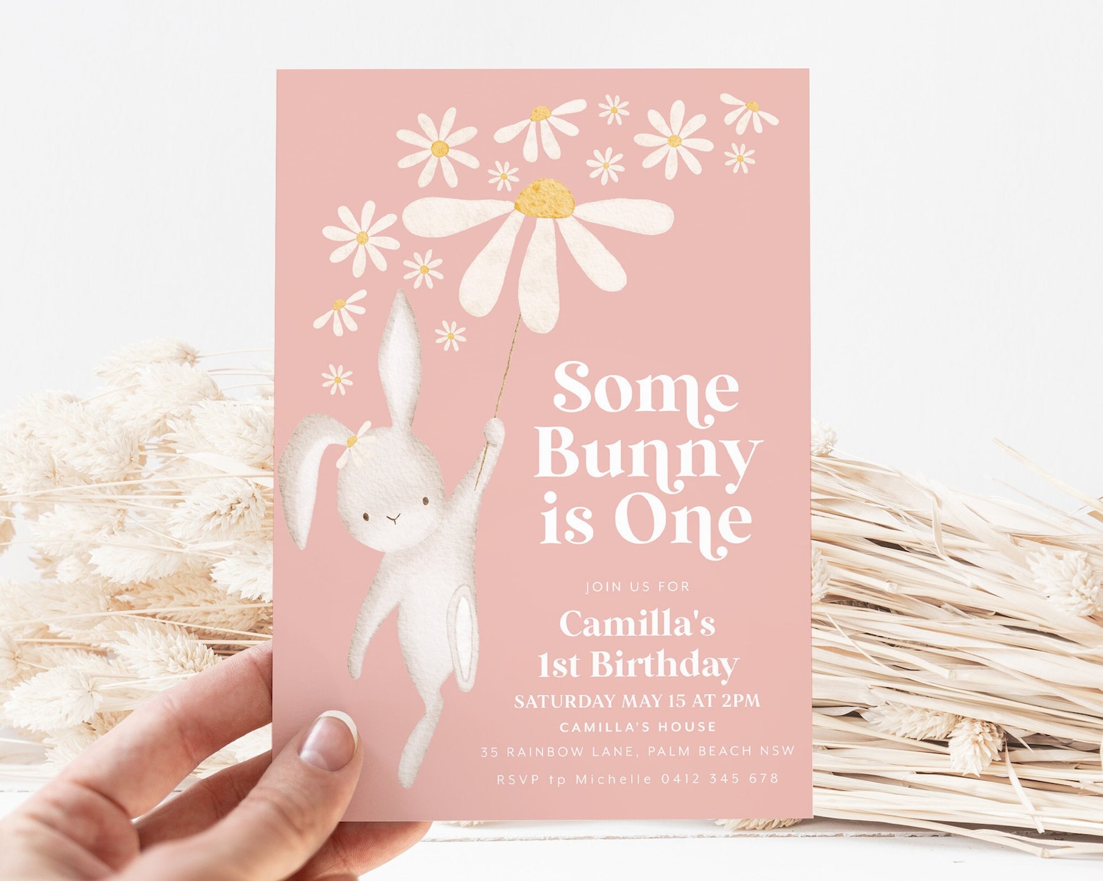 Some Bunny is One Invitation Daisy Some Bunny is Turning One - Etsy