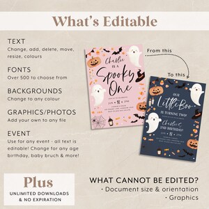 Spooky One Invitation Pink, Halloween Ghost 1st Birthday Party Invite ...