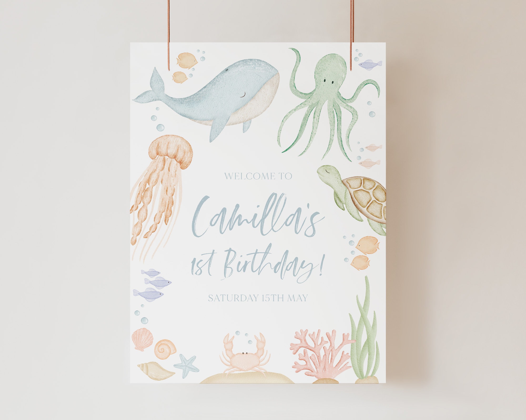 Under the Sea Welcome Sign Printable Oneder the Sea 1st - Etsy UK