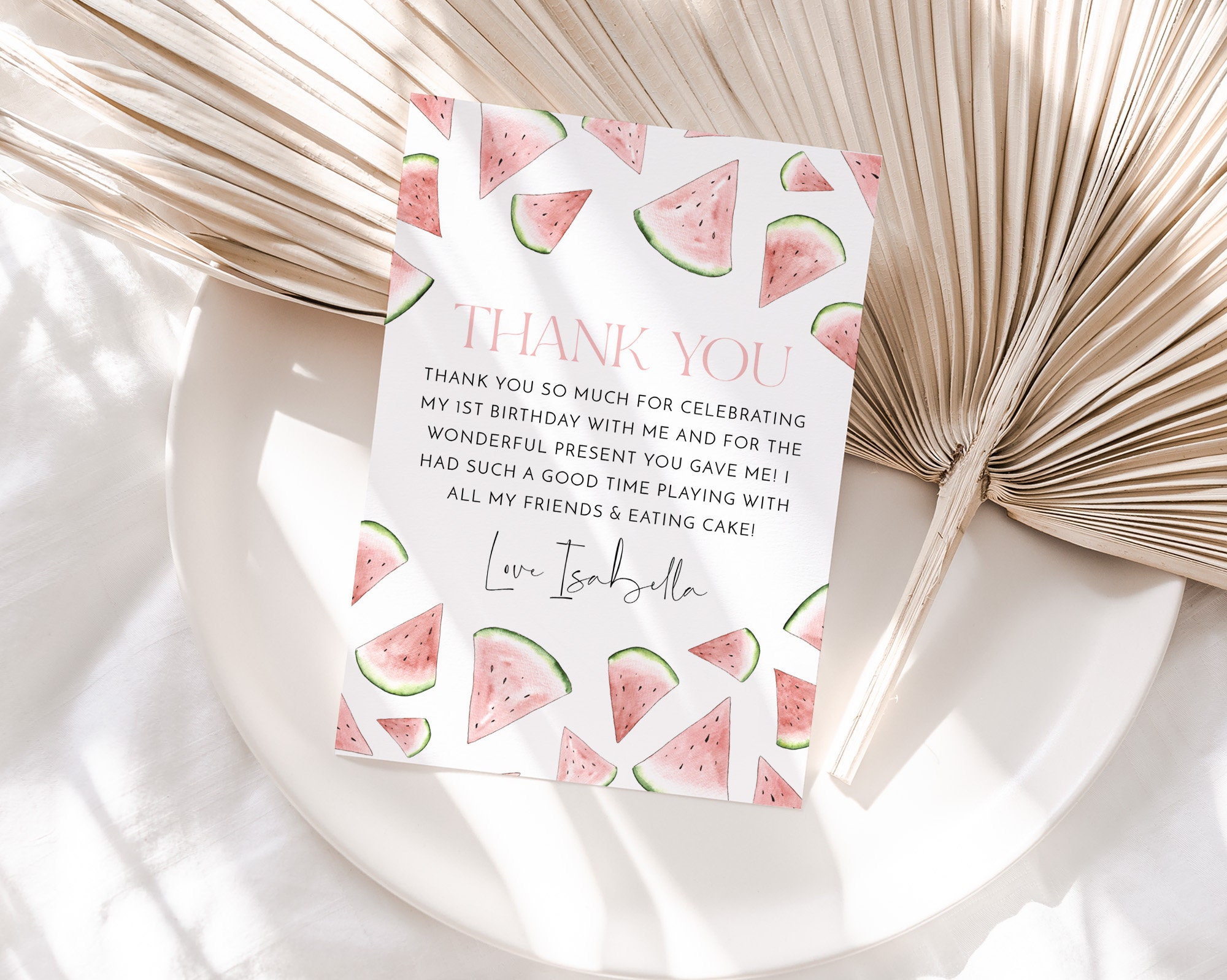 Watermelon Thank You Card Template Printable Thank You Card - Etsy