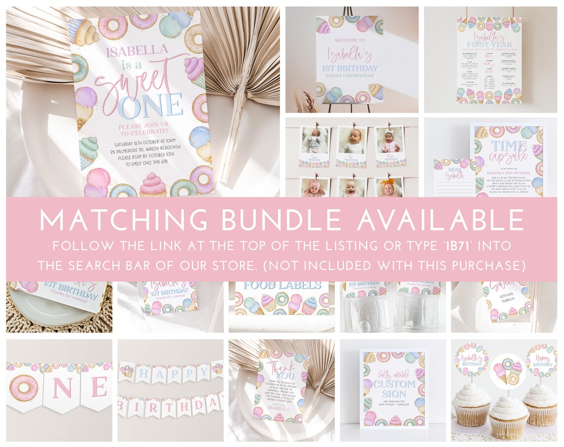 Sweet One Birthday Banner Printable, Happy 1st Birthday Banner, First ...