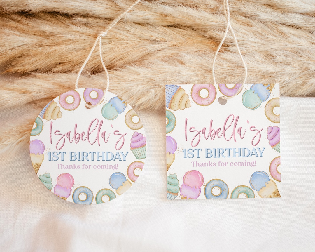 Sweet One Favor Tags, Editable Tags, Printable Favor Tags, Pastel ...