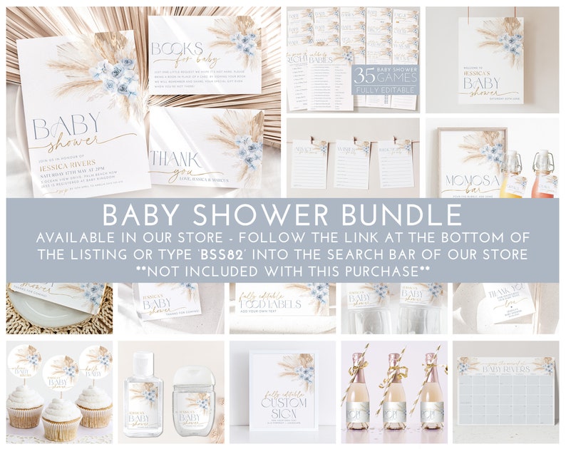 Blue Boho Baby Shower Games, Boy Baby Shower Games, Boho Game Printable ...