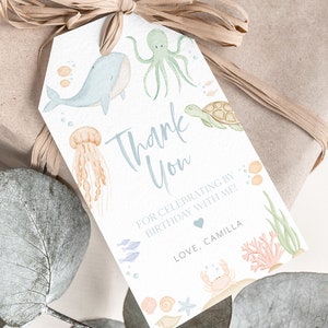 Under the Sea Printable Favor Tags, Ocean Animals Favour Tags, Thank ...