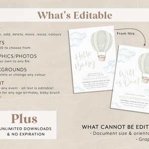 Hot Air Balloon Baby Shower Invitation, Hot Air Balloon Invite, up and Away, Adventure Awaits ...