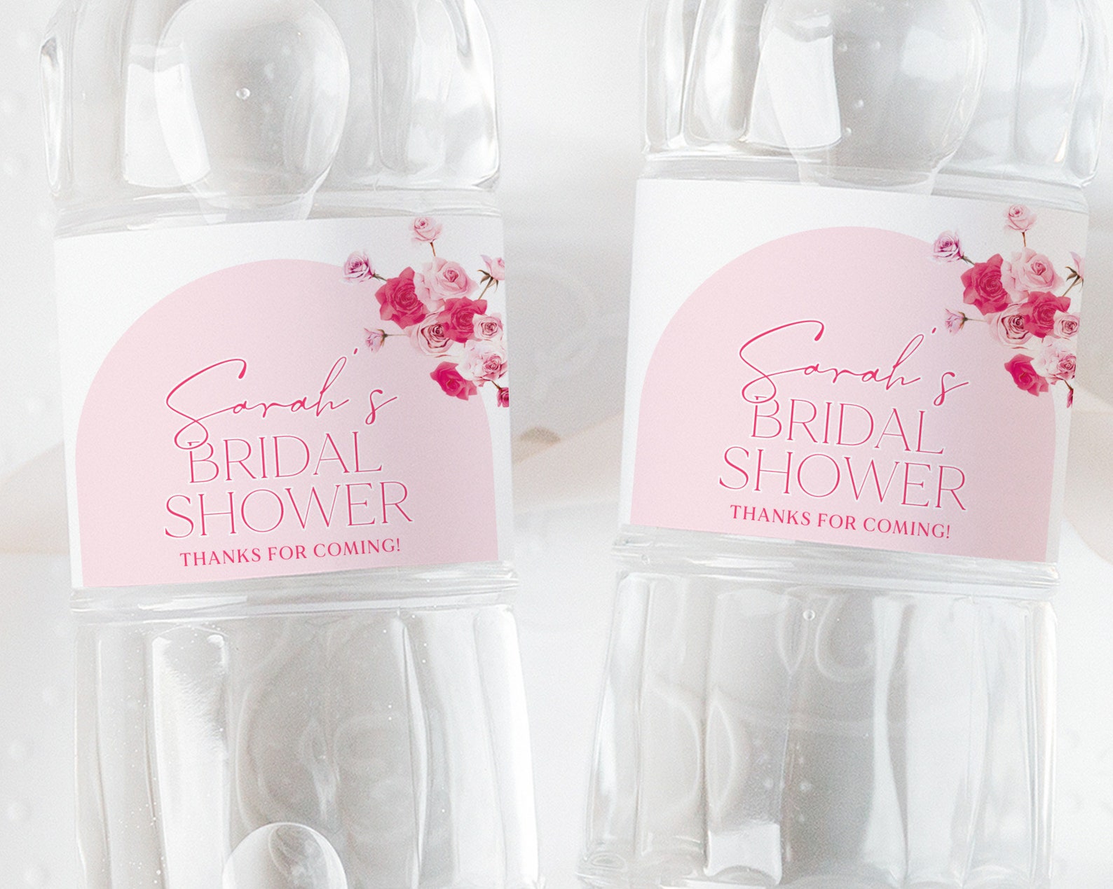 Pink Water Bottle Label, Bridal Shower Water Label, Printable Water ...