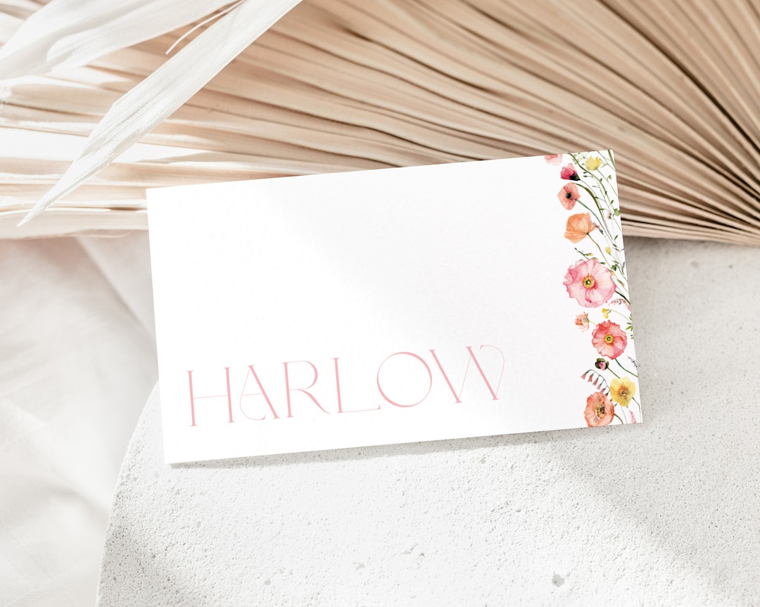 Floral Place Card Template, Printable Place Cards, Bridal Shower Place ...
