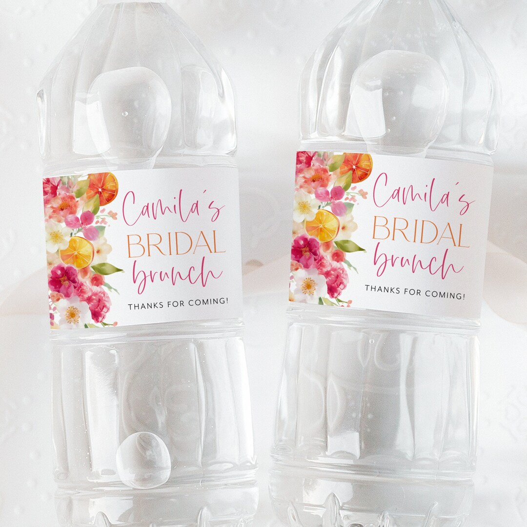 Citrus Water Bottle Label, Main Squeeze Bridal Shower Water Label ...
