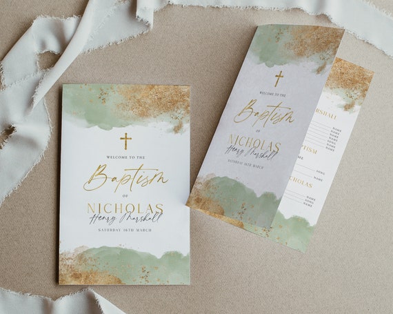 Order of Events Printable Christening Program Template Printable Boho ...