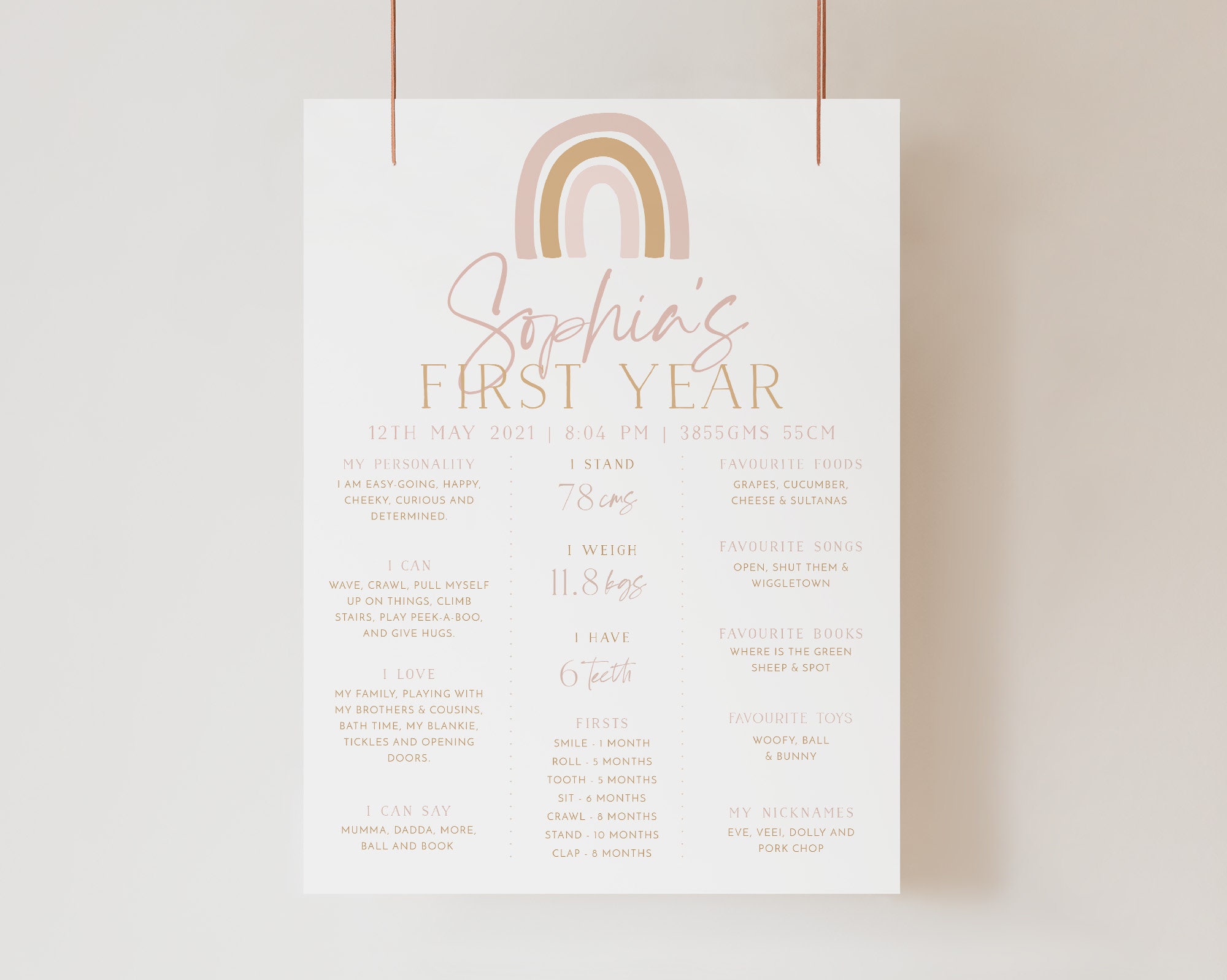 1st Birthday Milestone Sign Rainbow Milestone Board 1st | Etsy