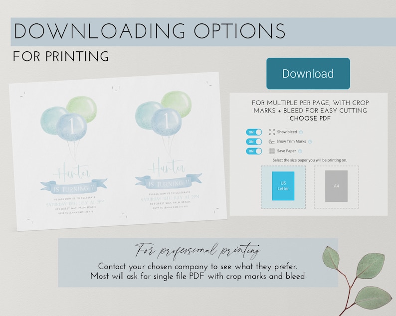 1st Birthday Boy Invitation, Balloons First Birthday Invite 1st ...