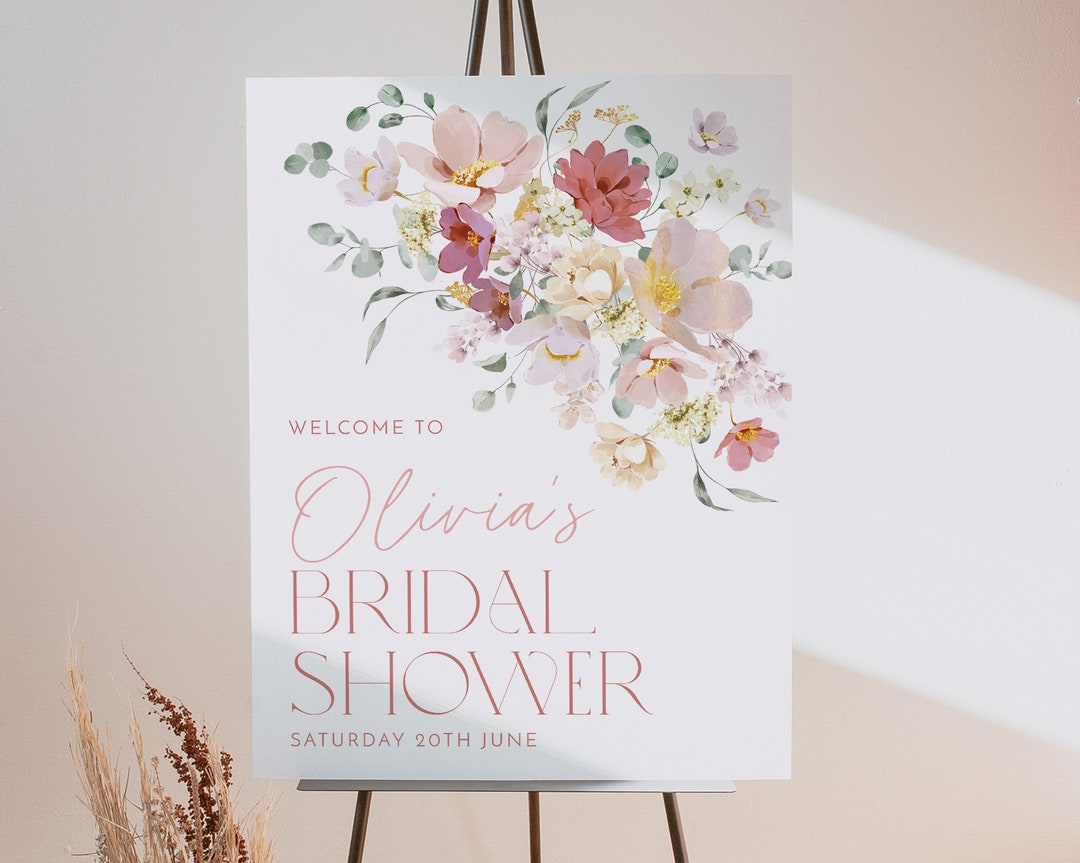 Floral Bridal Shower Welcome Sign Printable, Floral Welcome Sign ...
