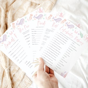 Under the Sea Baby Shower Games Girl, Ocean Animals Baby Games, Baby ...