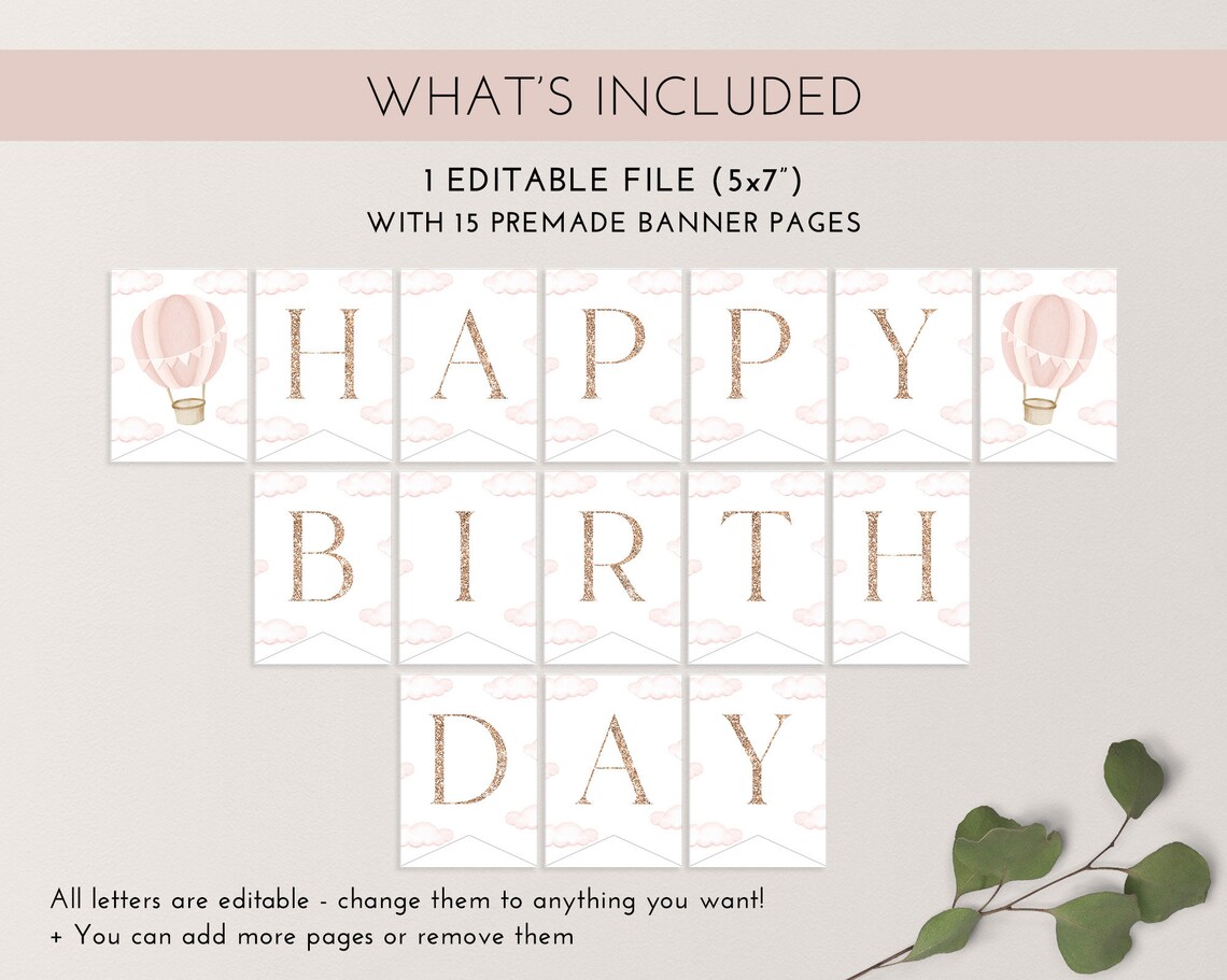 Happy Birthday Banner Printable Happy 1st Birthday Banner - Etsy