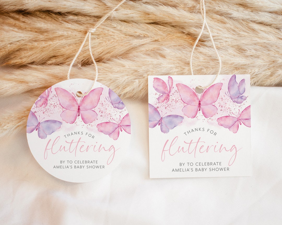 Printable Butterfly Favor Tags, Butterfly Baby Shower Tags, Favour Tags ...