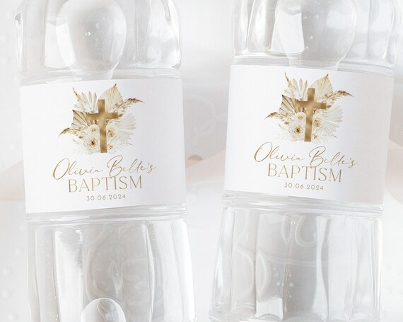 Baptism Water Bottle Label Christening Water Label Printable - Etsy