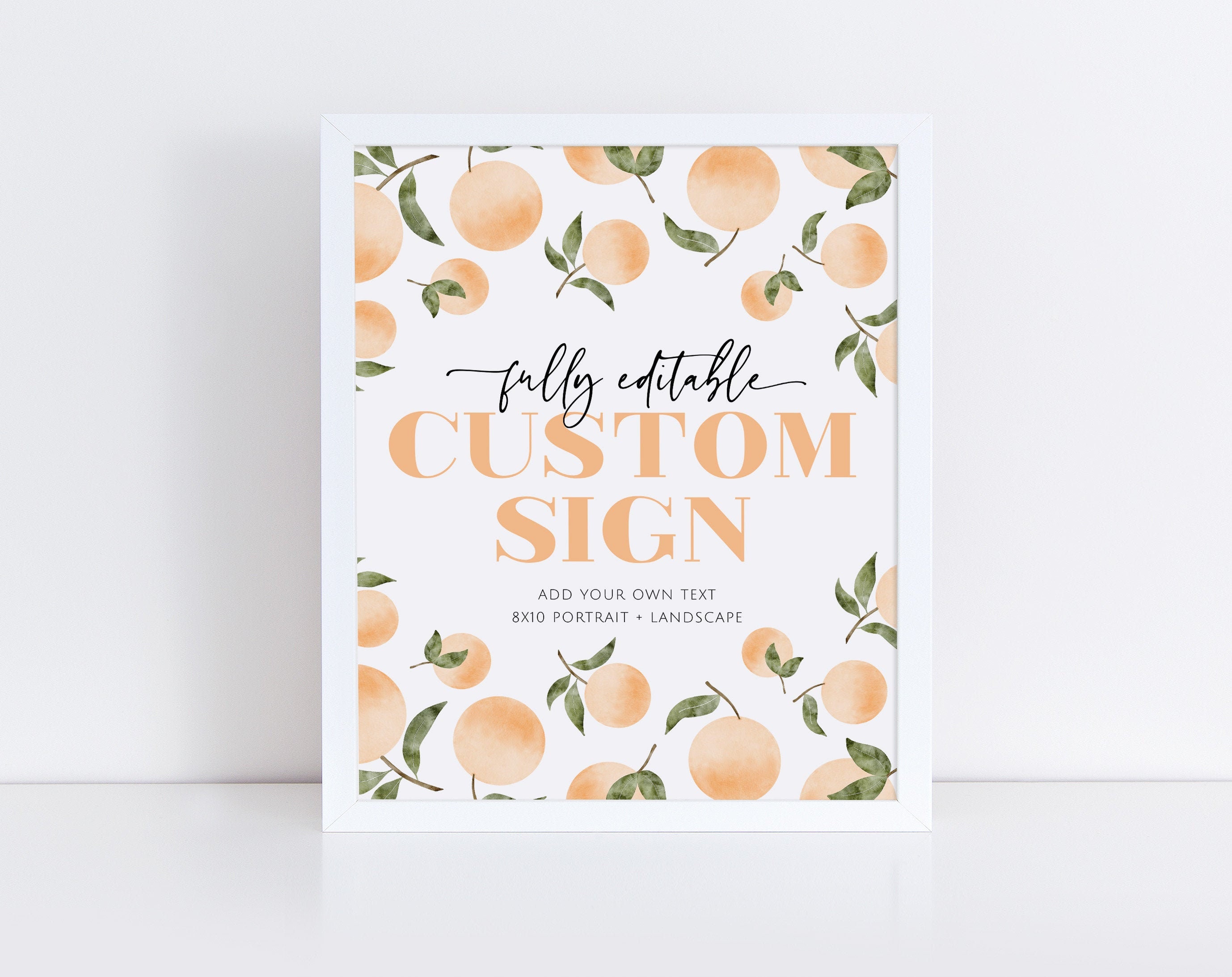 Orange Editable Sign, Custom 8x10 Sign, Orange Editable Sign 8x10 ...