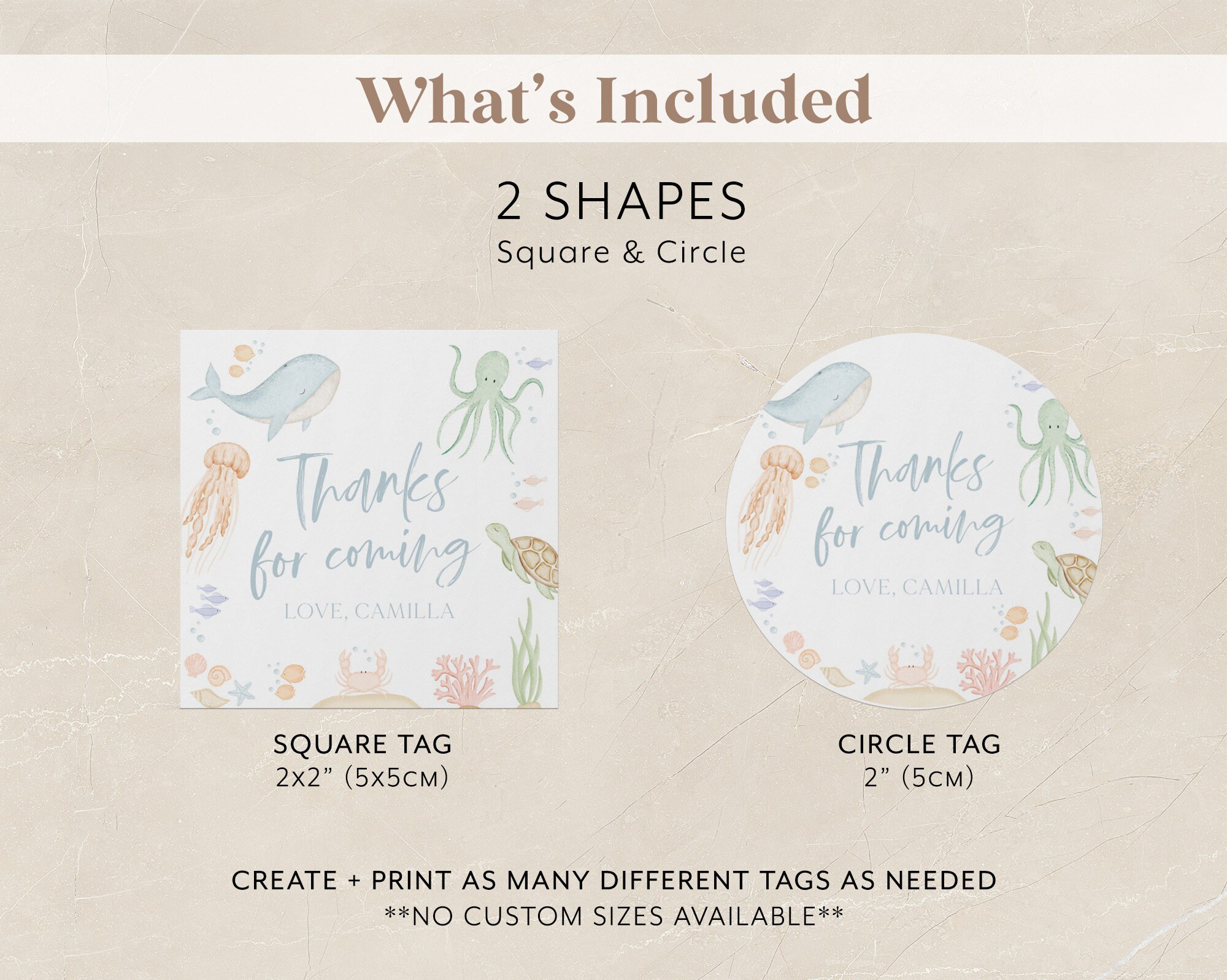 Printable Under the Sea Favor Tags, Oneder the Sea 1st Birthday Tags ...