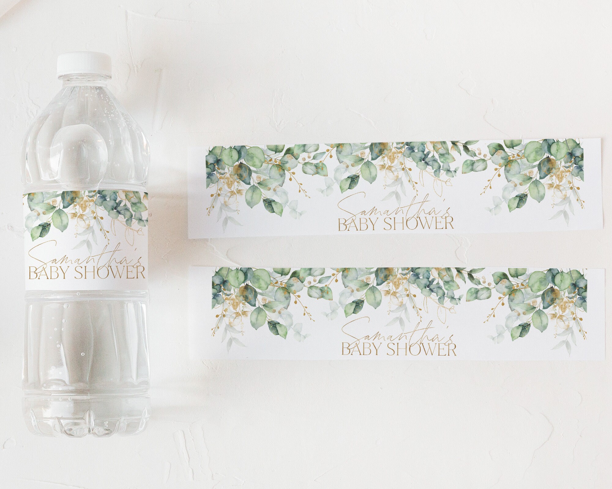 Greenery Water Bottle Label, Baby Shower Water Label, Printable Water ...