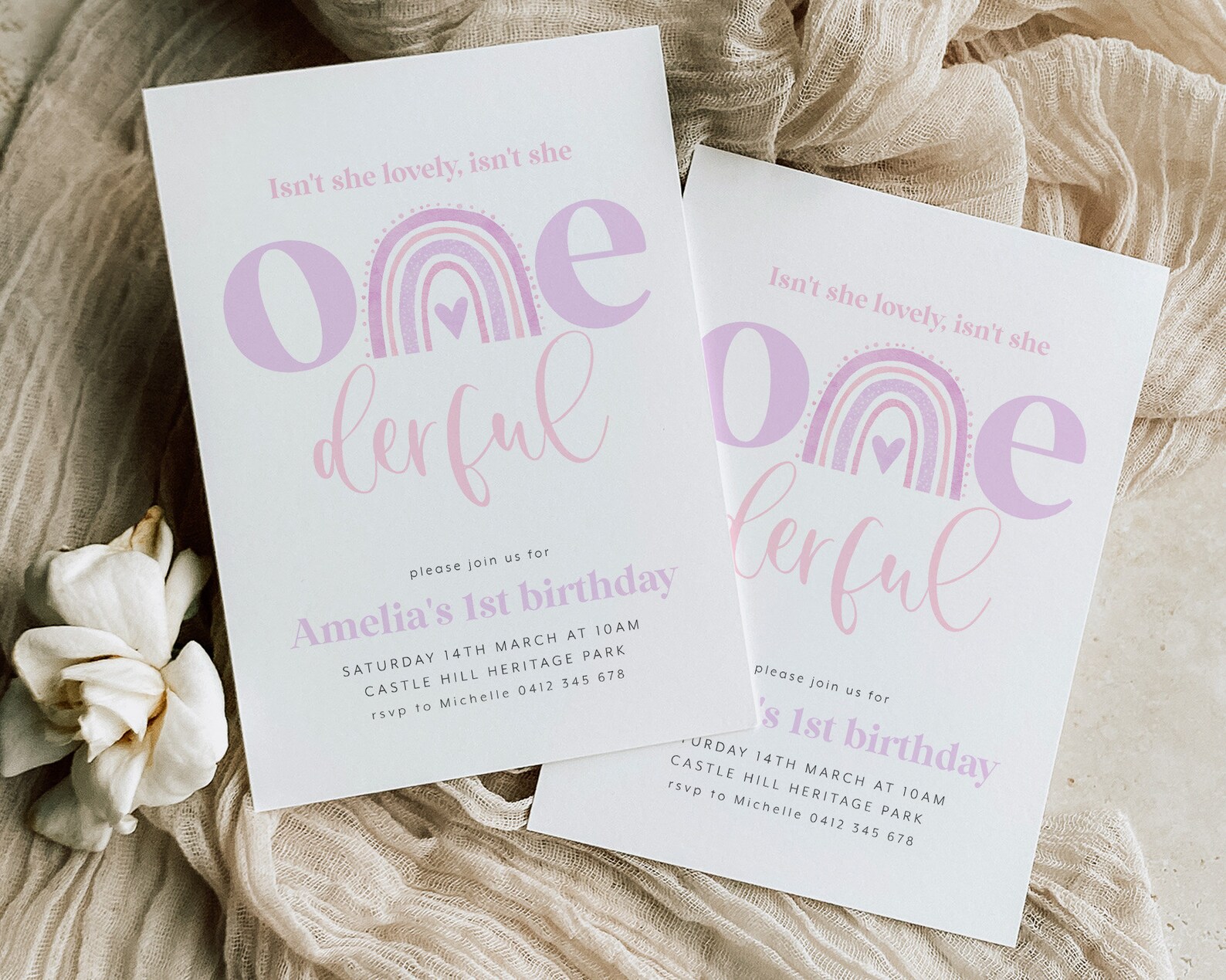 Onederful Rainbow Invitation, Rainbow Onederful Birthday Invitation ...