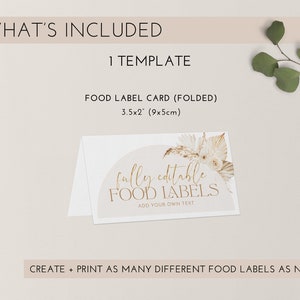 Baby Shower Food Labels, Boho Food Label Card, Food Tent Cards, Food ...