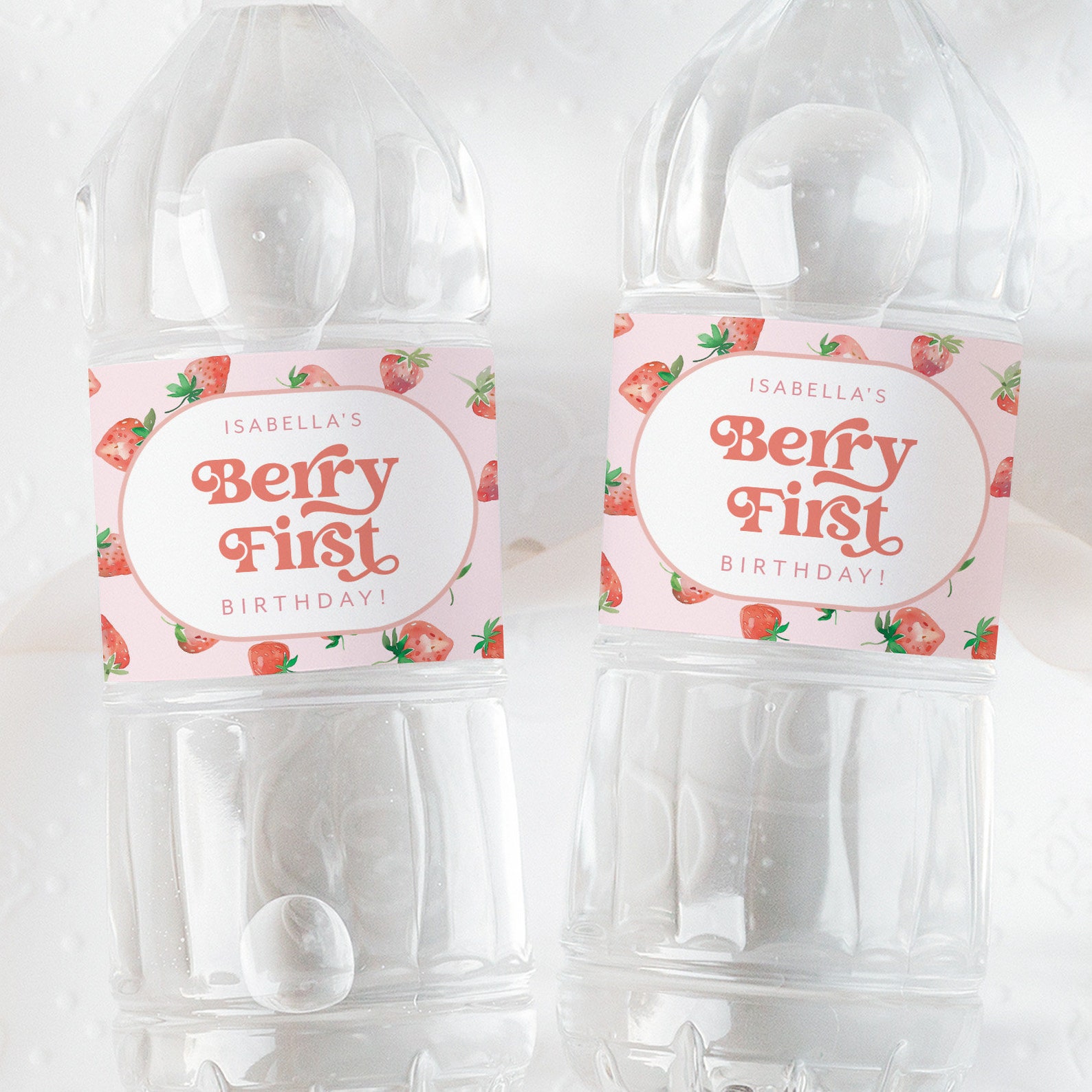 Berry Water Bottle Labels, Strawberry Water Labels, Printable Water ...