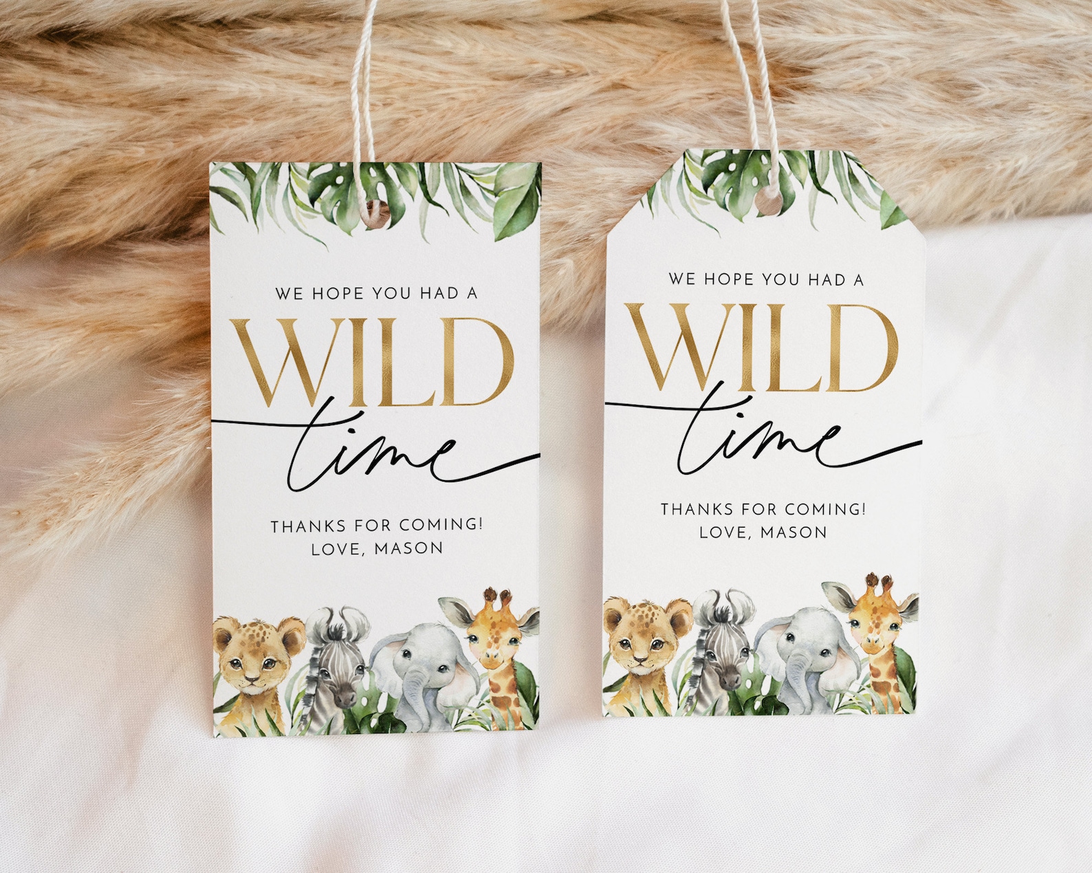 Wild One Favor Tags, Birthday Thank You Tags, Safari Birthday Favor Tag ...