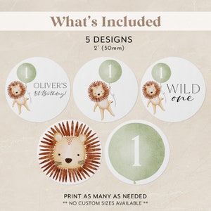 Lion Cupcake Toppers, Printable Wild One Cupcake Toppers, Wild One 1st ...