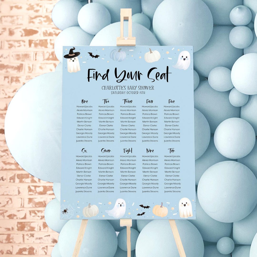Halloween Baby Shower Seating Chart, Blue Boy Halloween Seating Chart ...