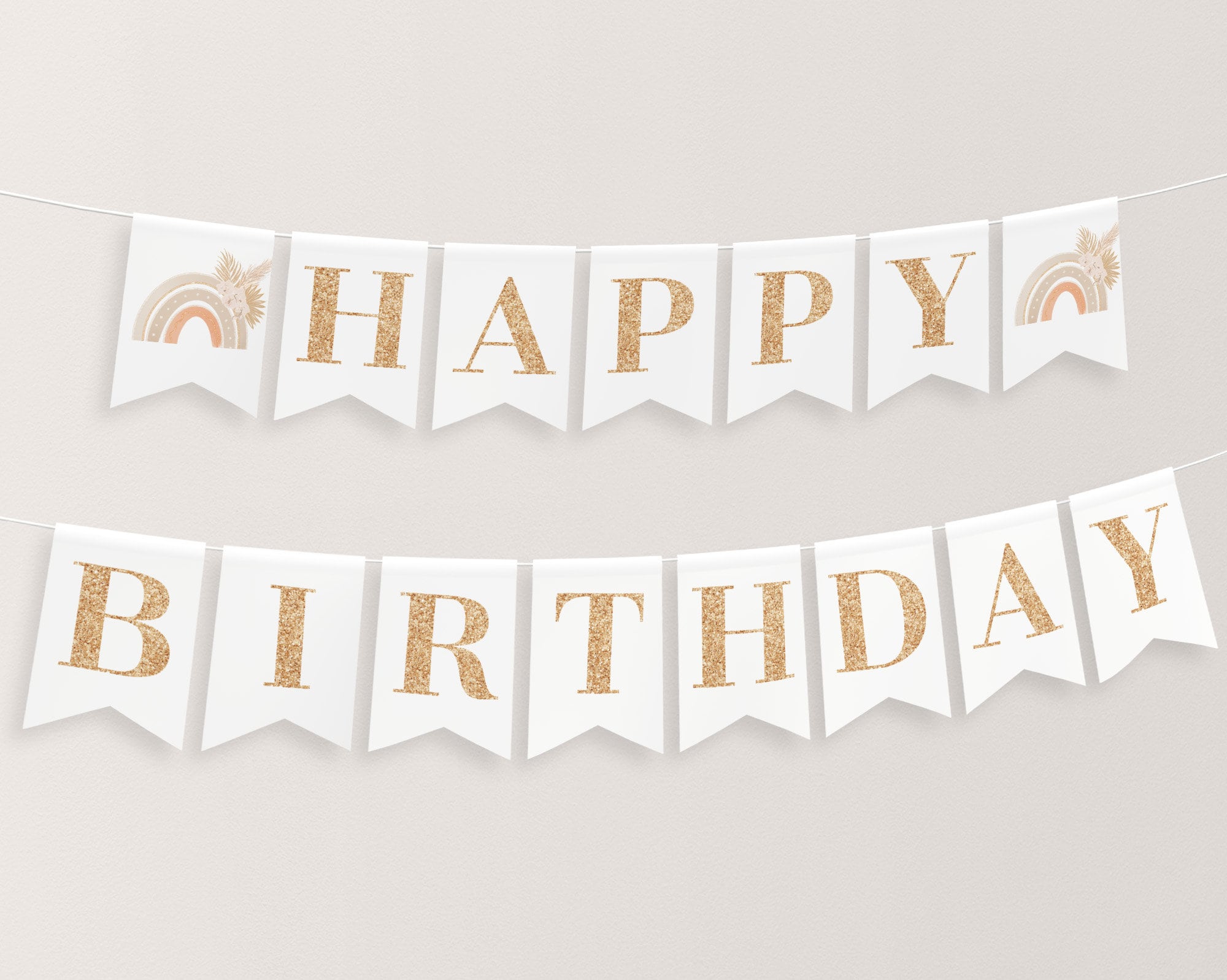 Paper & Party Supplies Happy Birthday Banner Printable Rainbow Happy ...