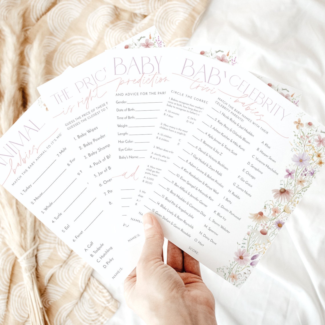 Wildflower Baby Shower Games, Baby in Bloom Games, Floral Baby Shower ...