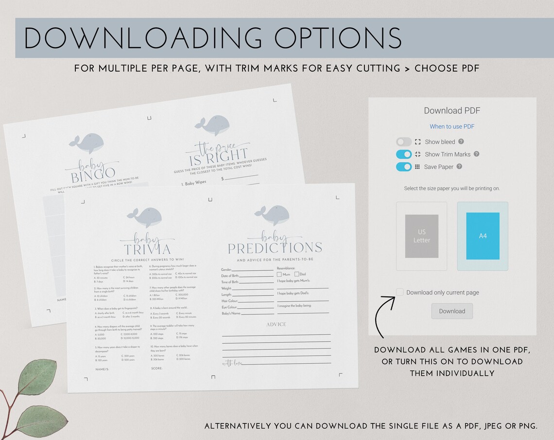 Whale Baby Shower Games, Editable Baby Shower Games, Printable Game ...