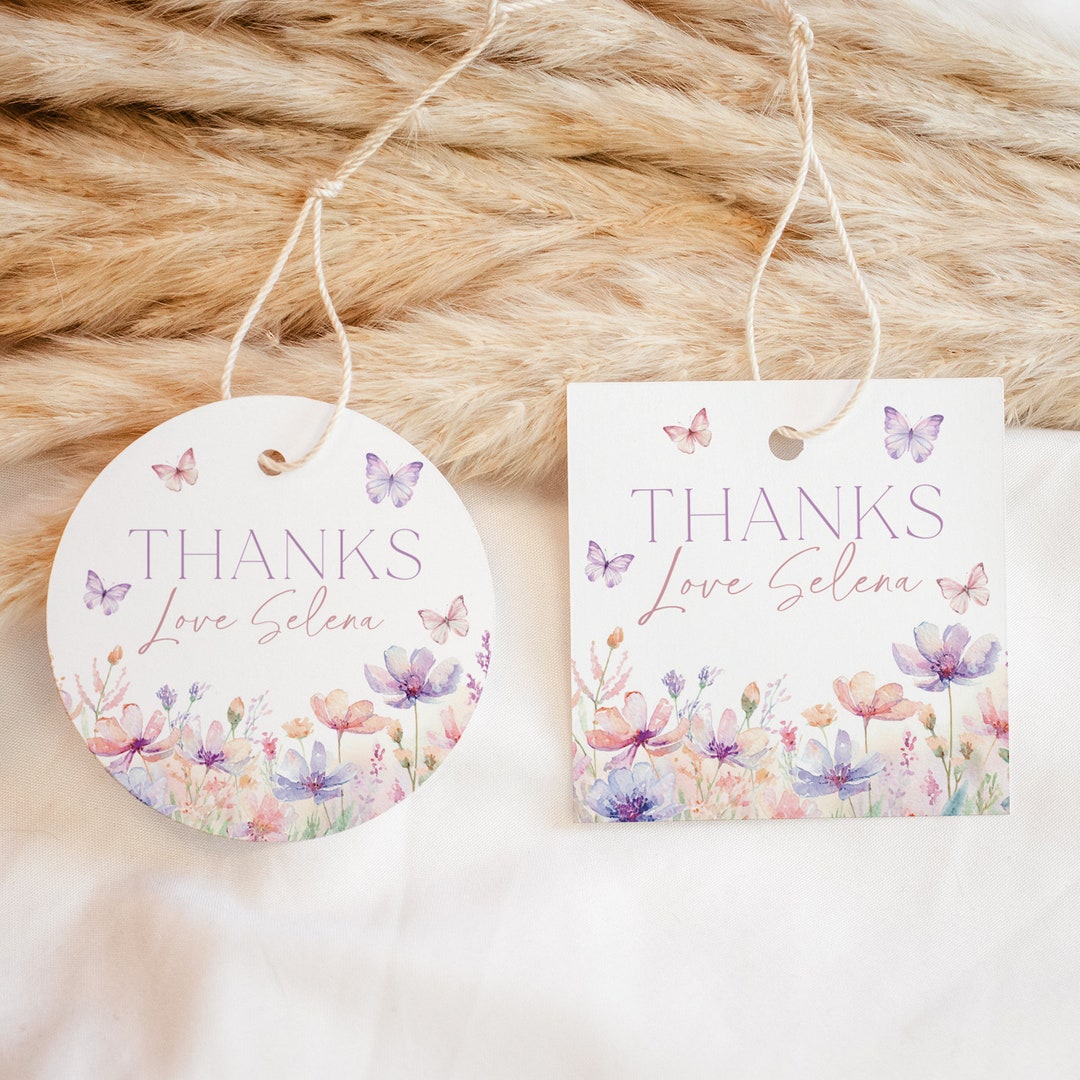 Printable Butterfly Favor Tags, Butterfly Baby Shower Tags, Favour Tags ...